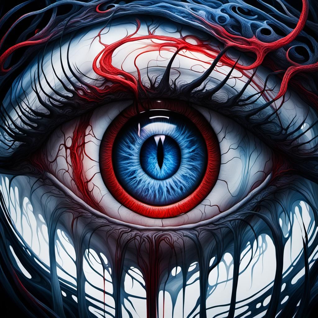Demon Eye - Surreal Demon Eye in Biomechanical Art Style