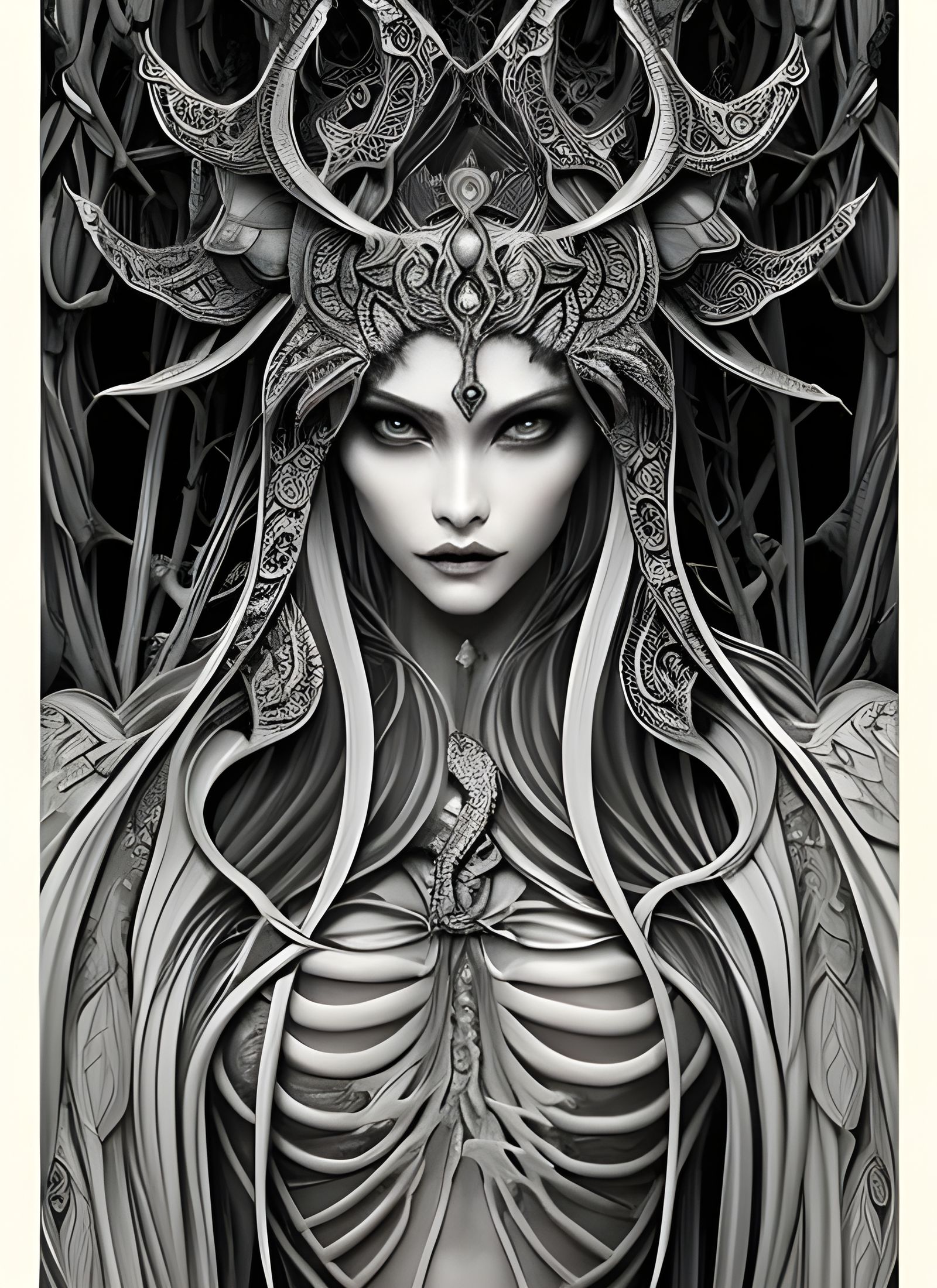 Adult Grayscaled Coloring " Expert Lvl/ Dark Priestess - AI Generated ...