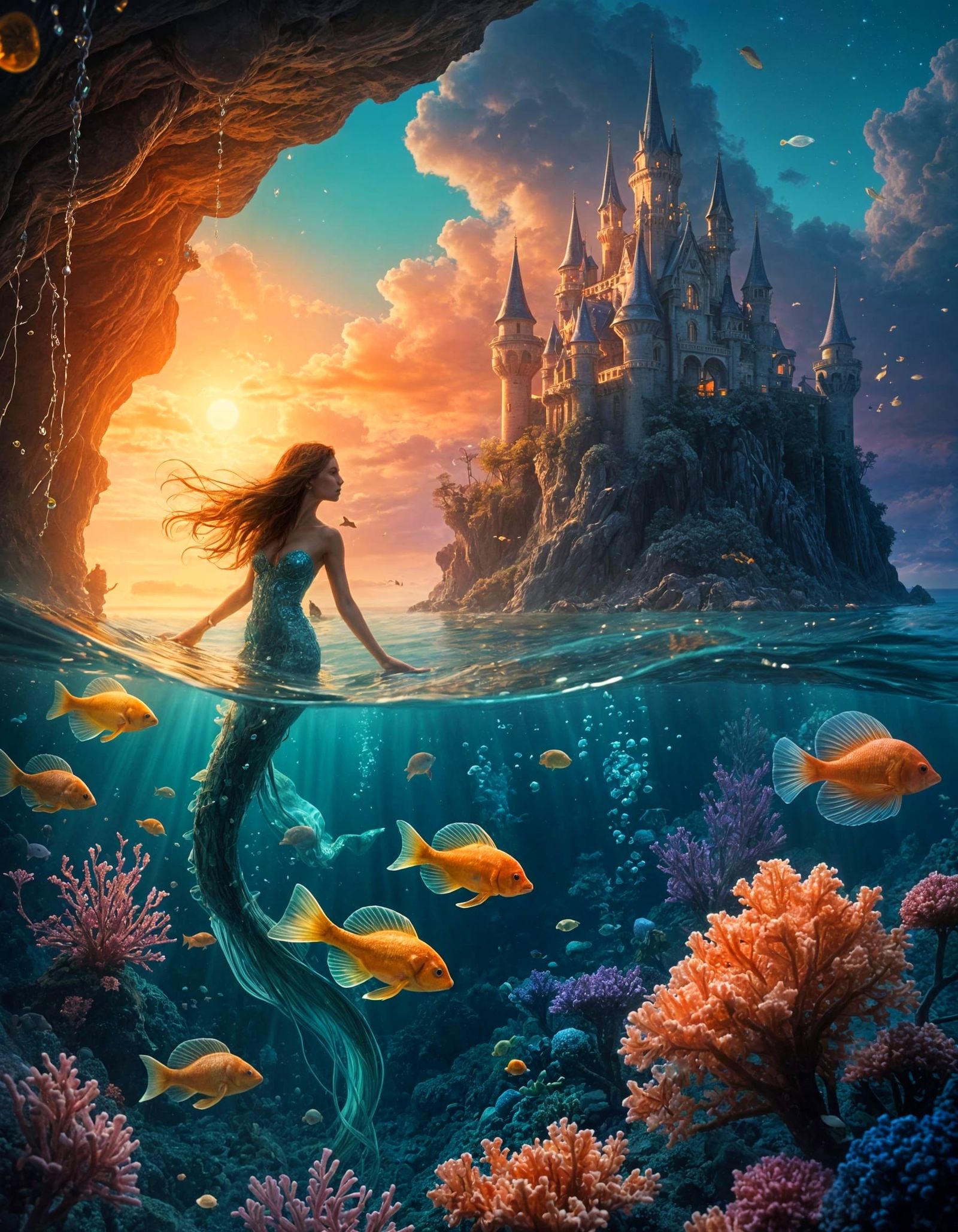 mermaids world- Daily challenge #862 - NightCafe Creator