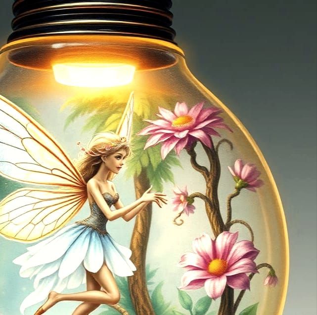 Fairy light - Whimsical Realistic Fairy Lands in a Light Bul...
