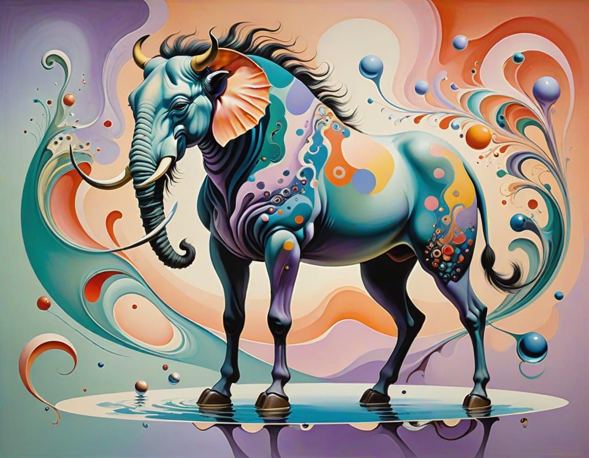 Animal Abstraction - Vibrant Abstract Animal Form in Swirlin...