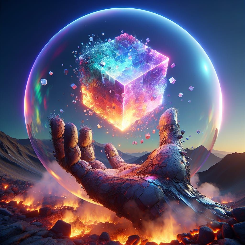 Hyper realistic hand holding cube - Hyperrealistic Hand Eme...