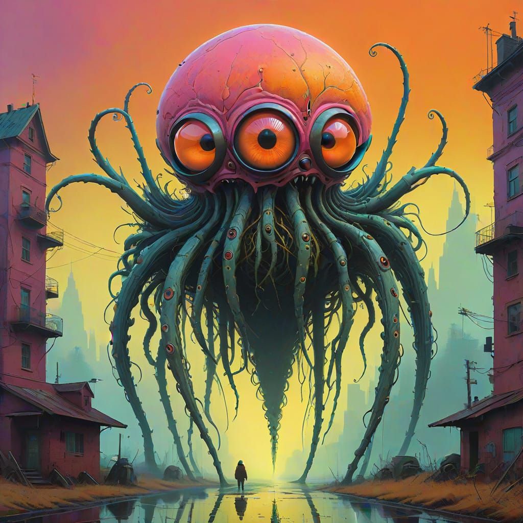 Ethereal Plantoid Alien with Iridescent Eyes and M... - AI Art