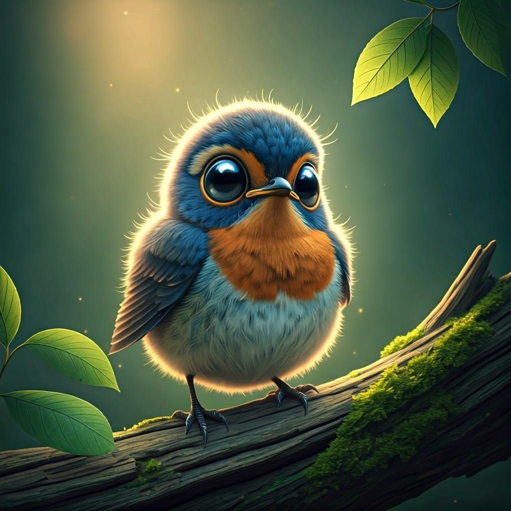 Baby robin - Surreal Blue Robin Concept Art in Cinematic 3D ...