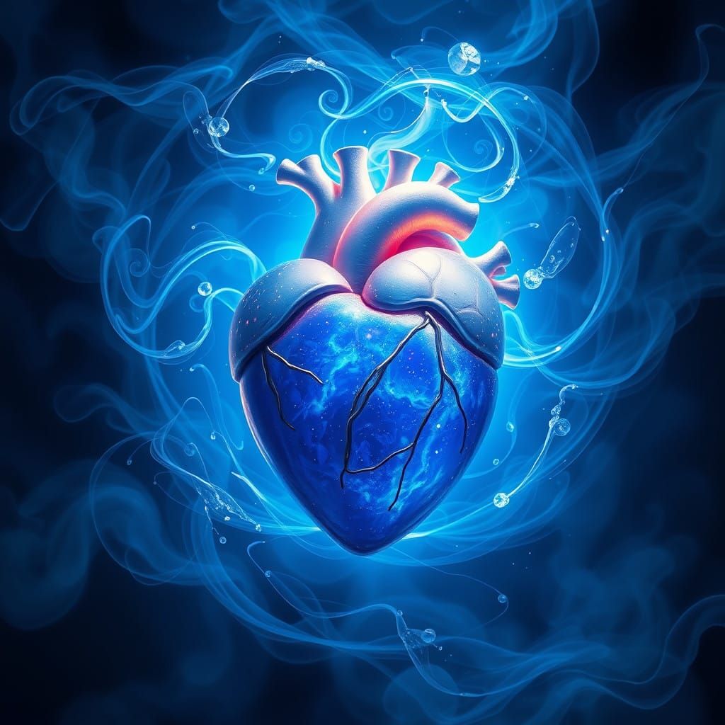 Ethereal Heart Radiates Inner Light Within Sapphir... - AI Art
