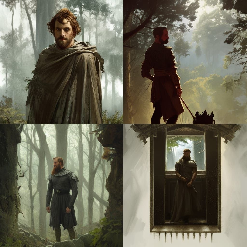 Macbeth in his castle looking out to the forest of trees. - AI ...