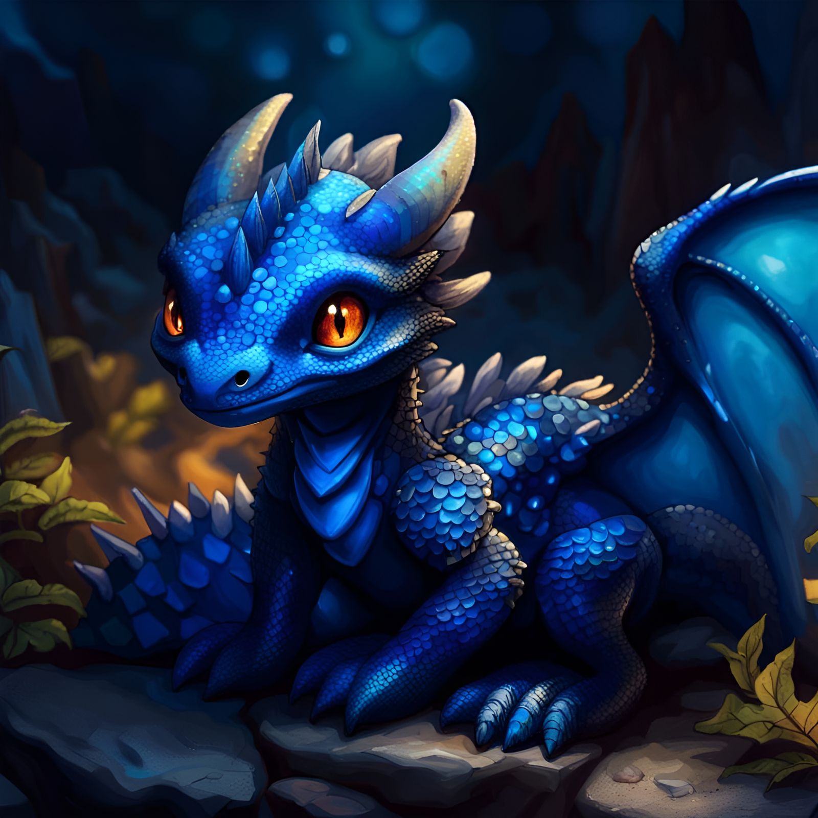 Blue lightening baby dragon - AI Generated Artwork - NightCafe Creator