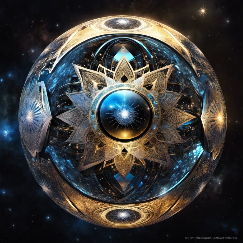3D floating transparent antigrav deathstar mandala sphere by artist "mechanical fractal" by ...