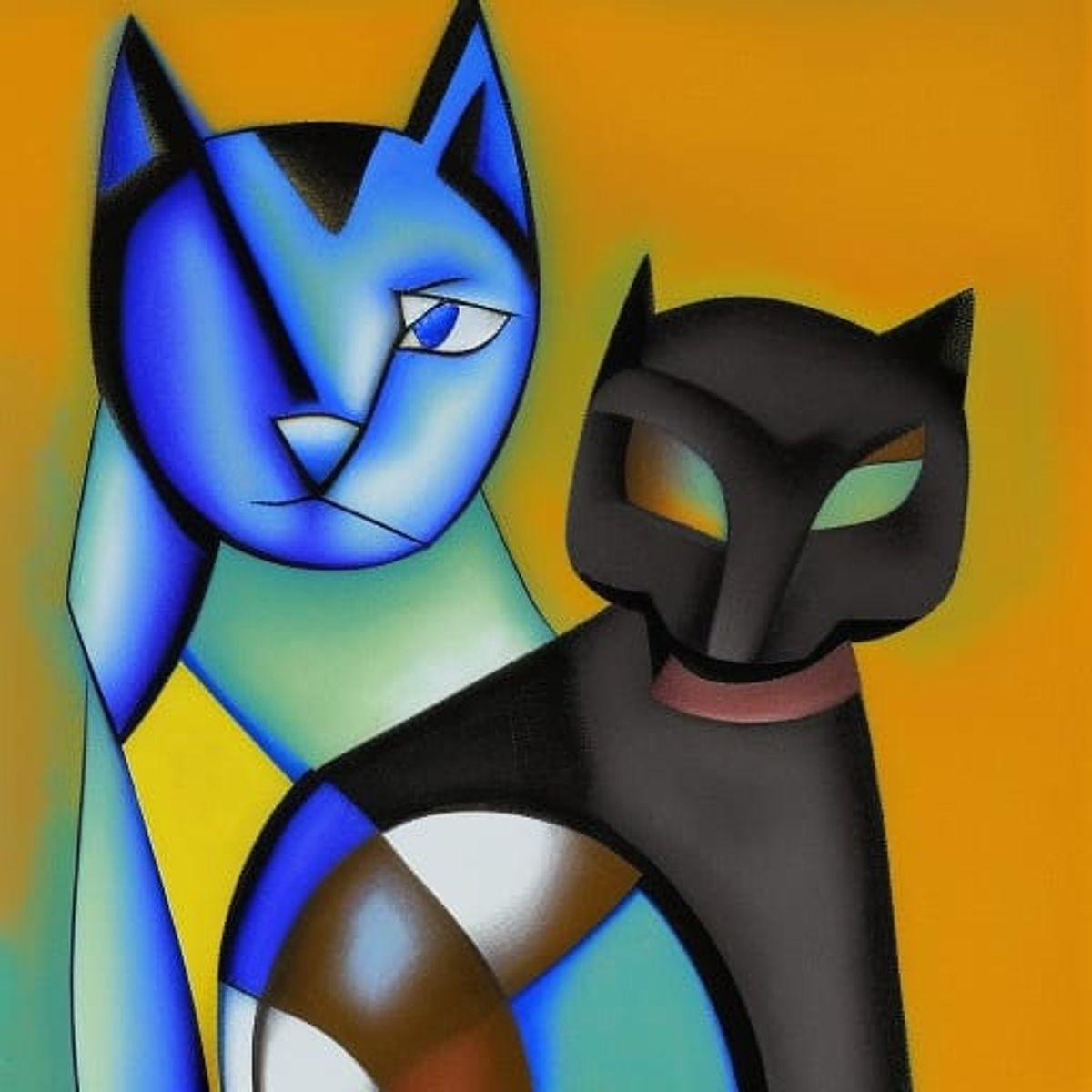 cubism-style kitty and puppy - AI Generated Artwork - NightCafe Creator