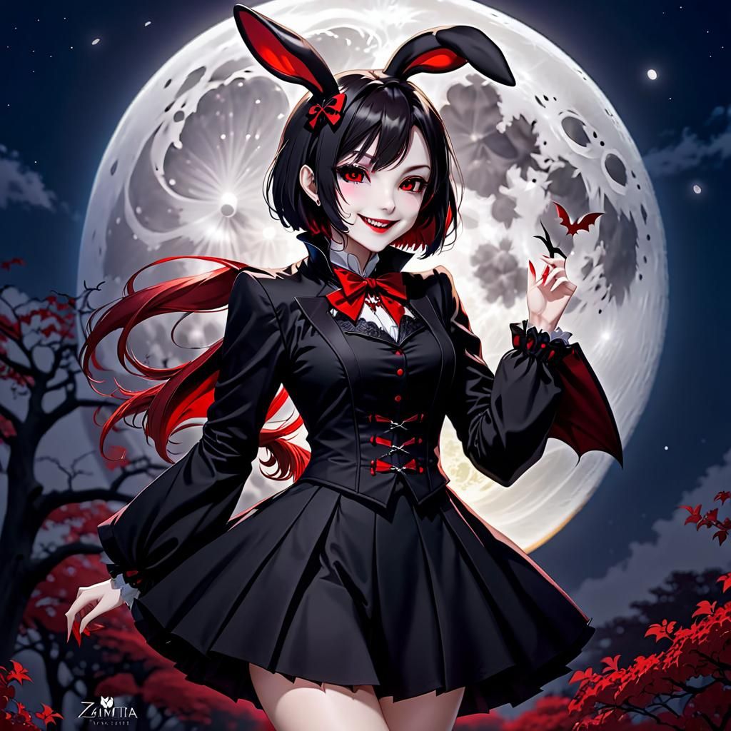 Cute Vampire Bunny Moon - AI Generated Artwork - NightCafe Creator