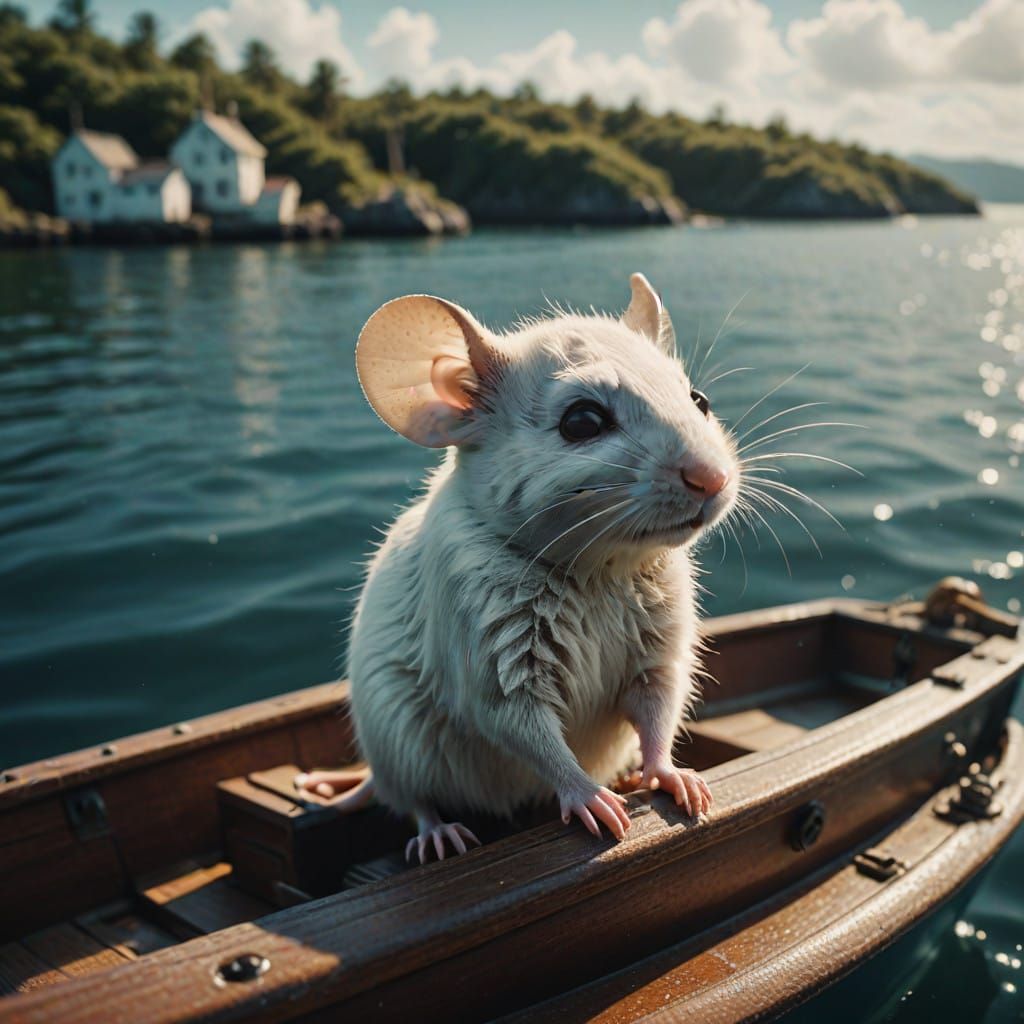 Ethereal Mouse at Sea in Cinematic Film Still - AI Art