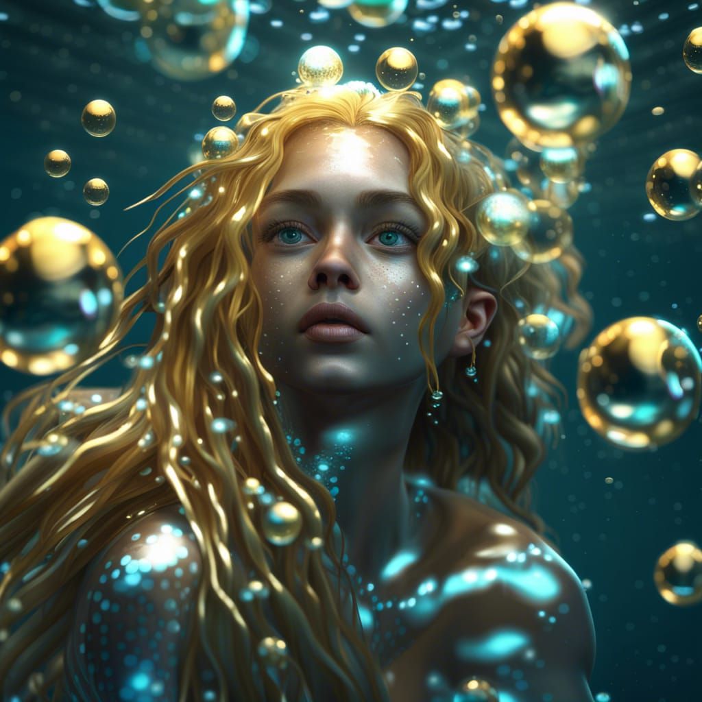 beautiful young mermaid goddess full body hyperrealistic face shiny ...