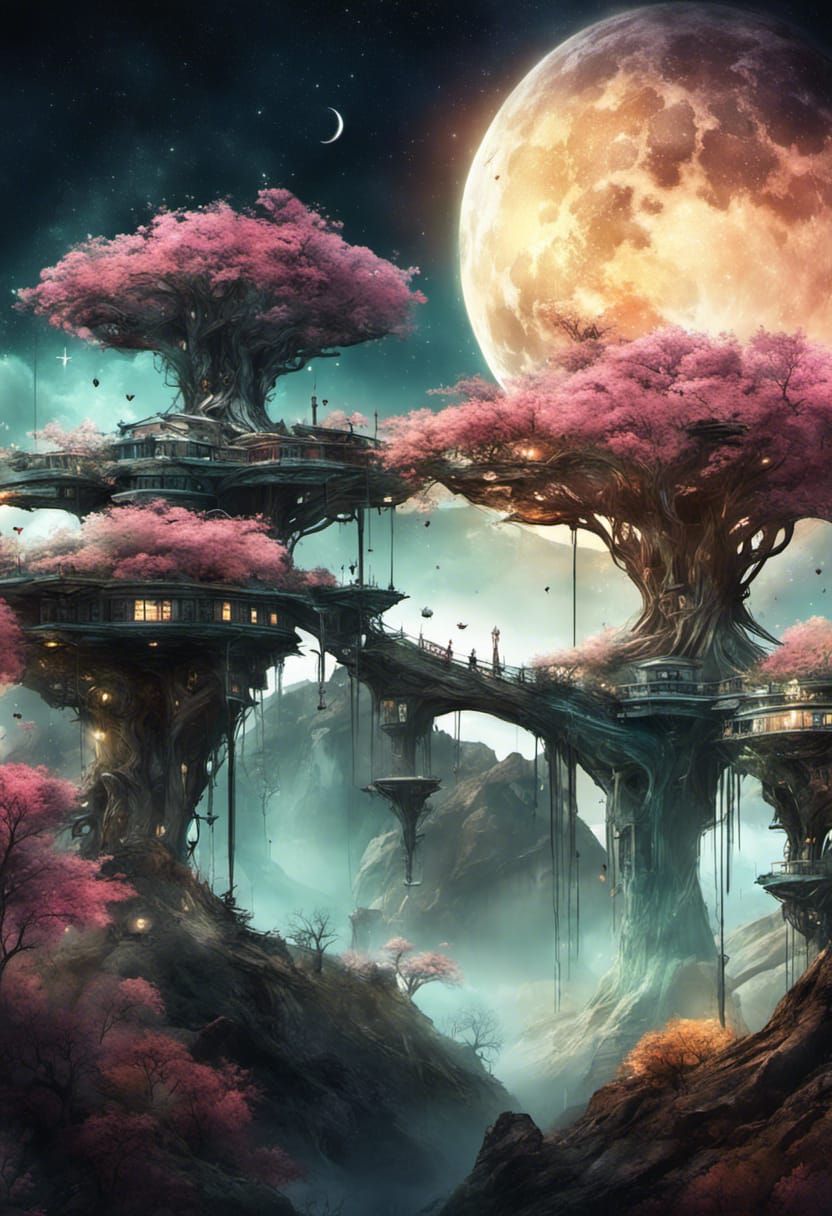 Tree Village - AI Generated Artwork - NightCafe Creator