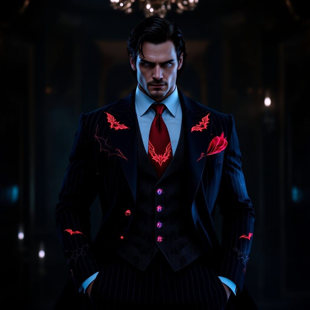 Chiseled Bruce Wayne in Majestic Gothic Attire - AI Art