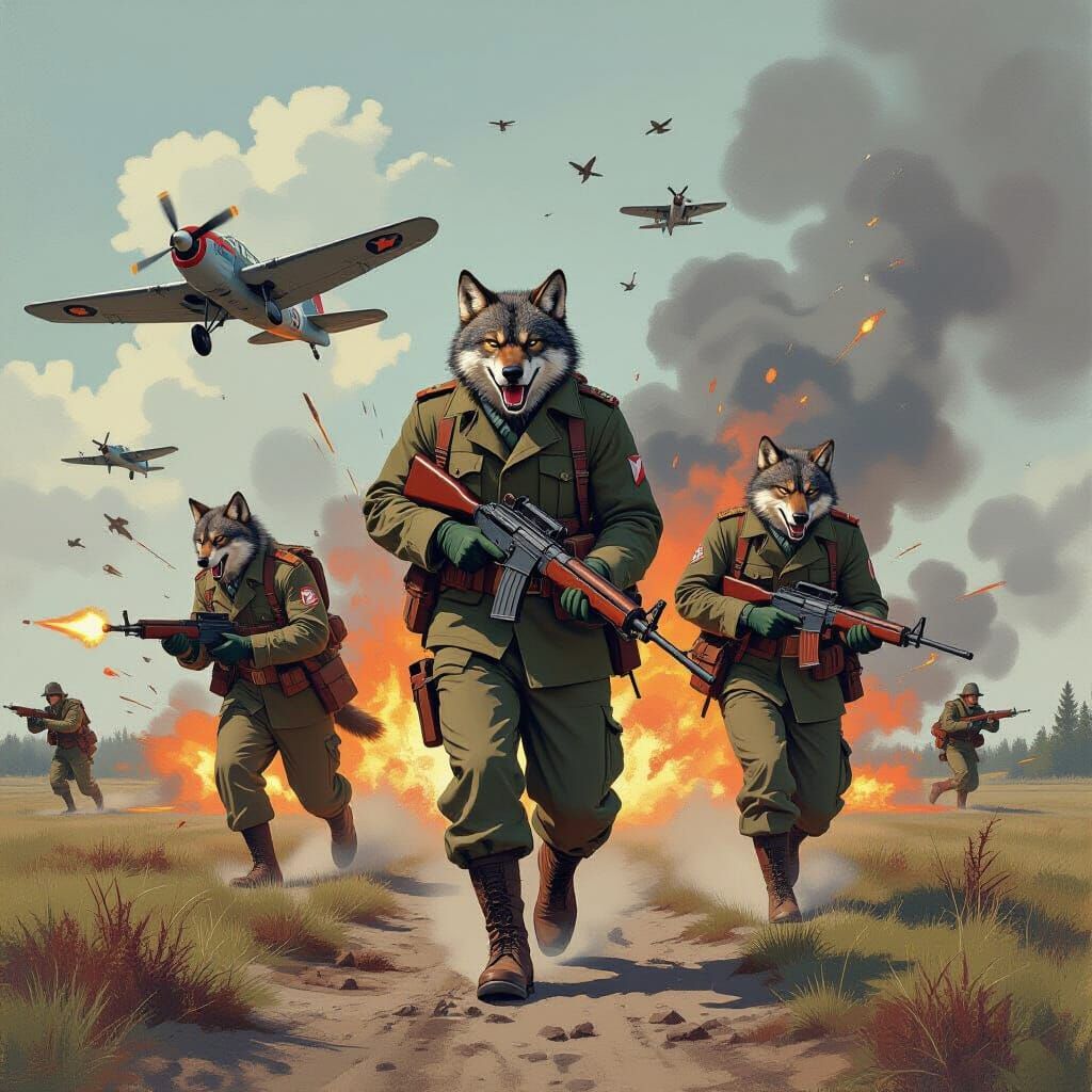 WWII Werewolf Squadron in Graffiti Street Art Styl... - AI Art