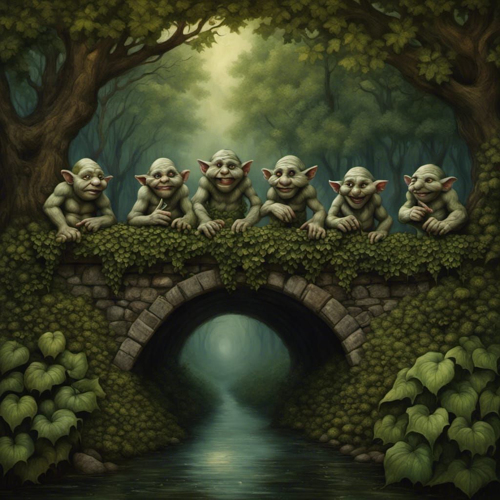 Trolls on a bridge - AI Generated Artwork - NightCafe Creator