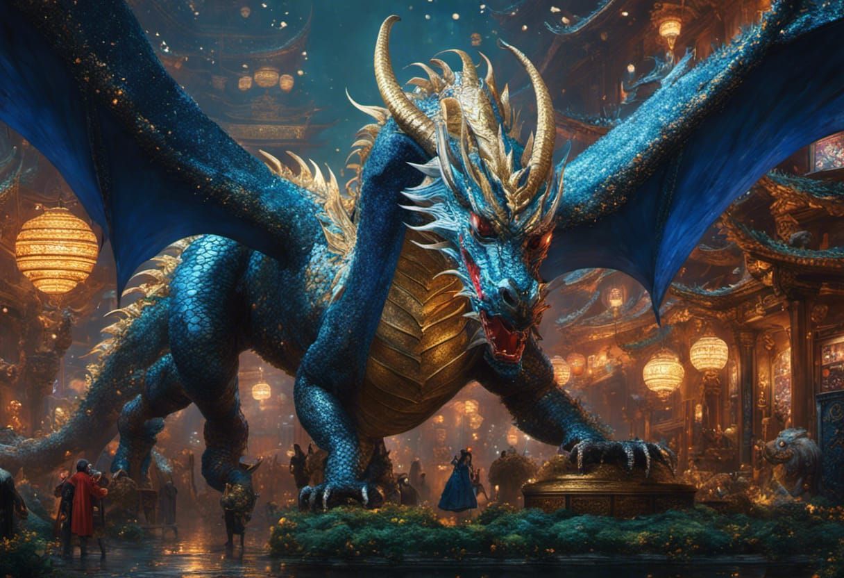 Insanely detailed photograph of An elaborate beautiful glitter DRAGON ...