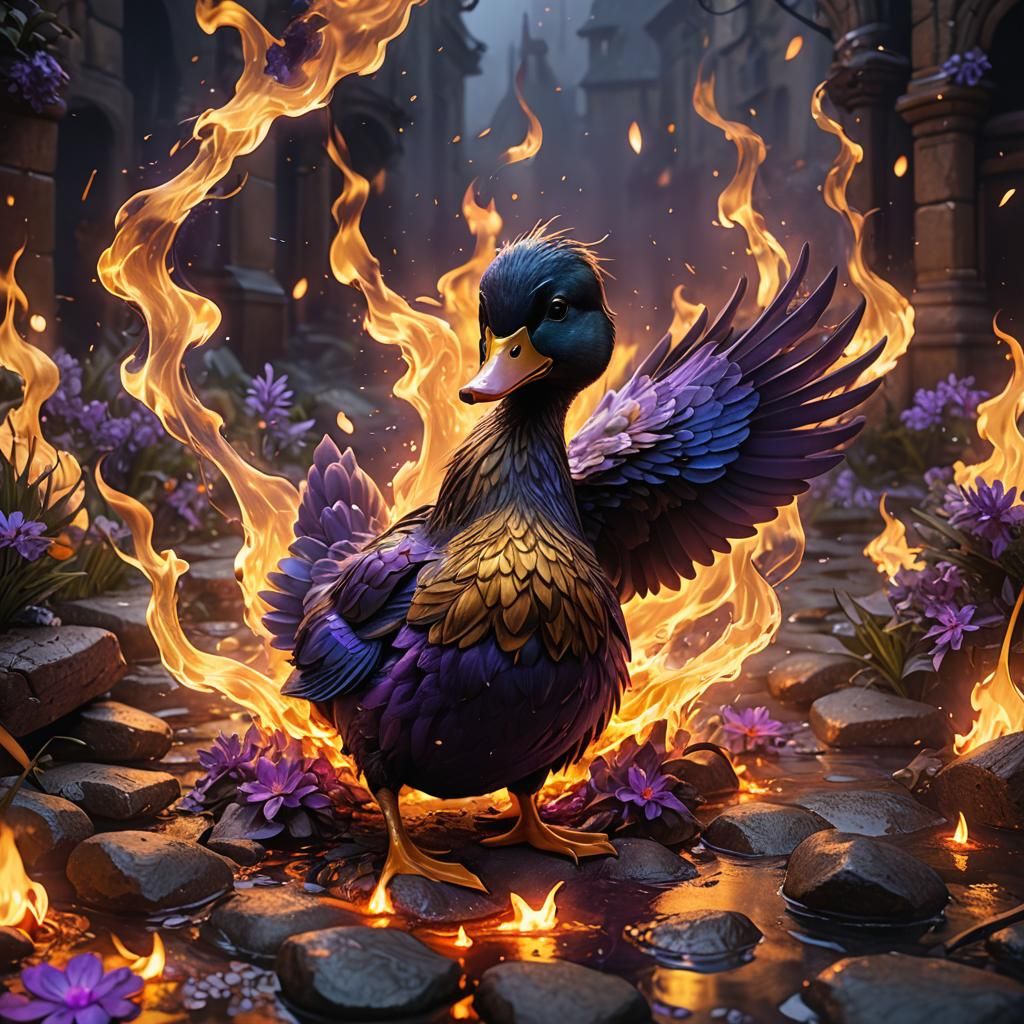 cute duck on fire - AI Generated Artwork - NightCafe Creator