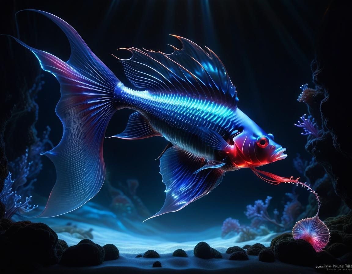 Bioluminescent Fish - AI Generated Artwork - NightCafe Creator