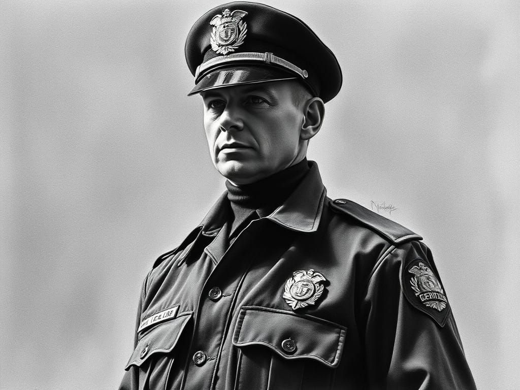 Hyper-Realistic Policeman in Photorealistic Pencil... - AI Art