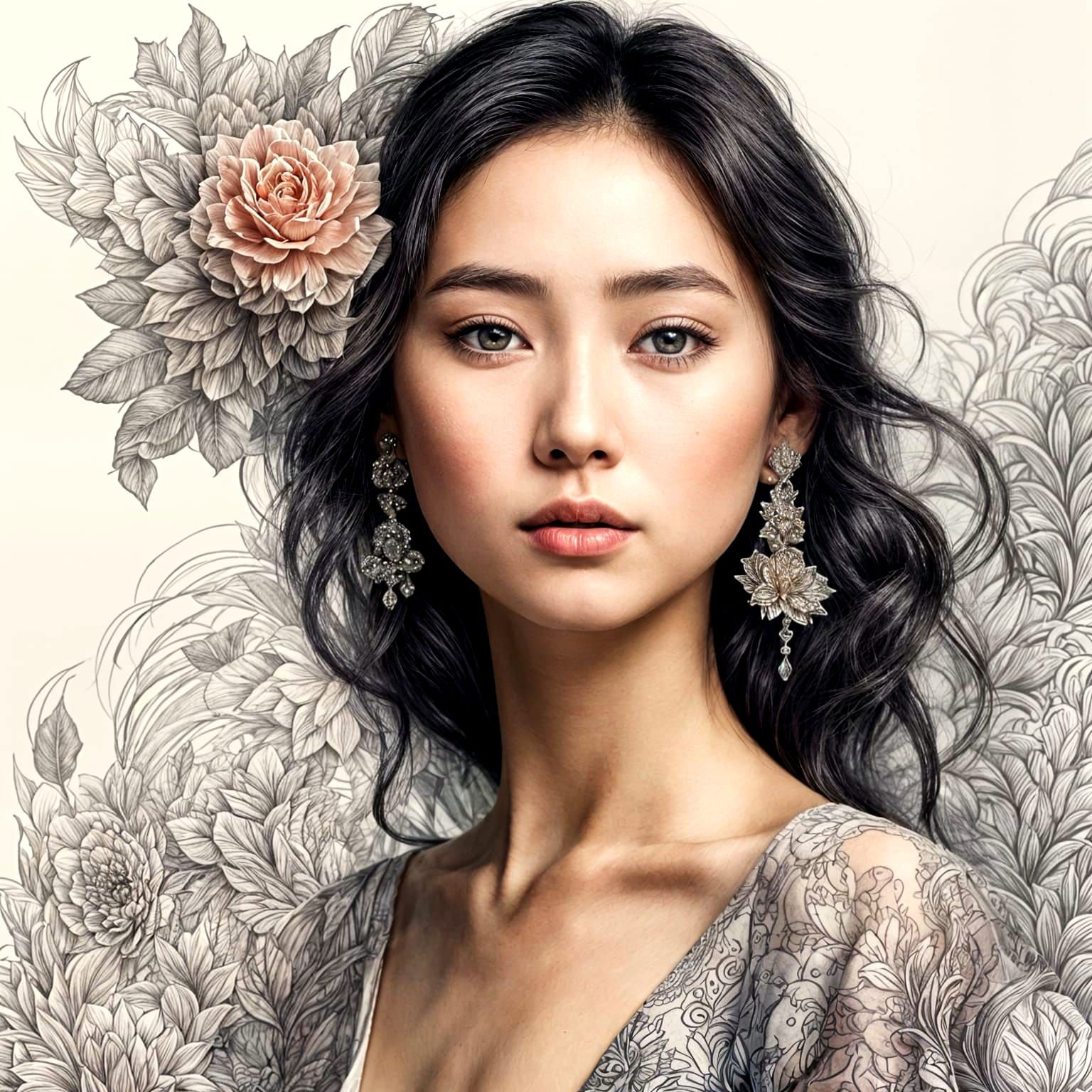 Portrait: of an Asian woman - Hyper-Realistic Asian Portrai...