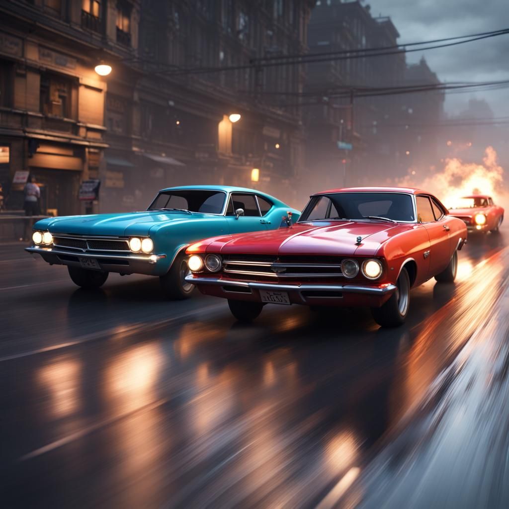 Vintage street drag racing - AI Generated Artwork - NightCafe Creator