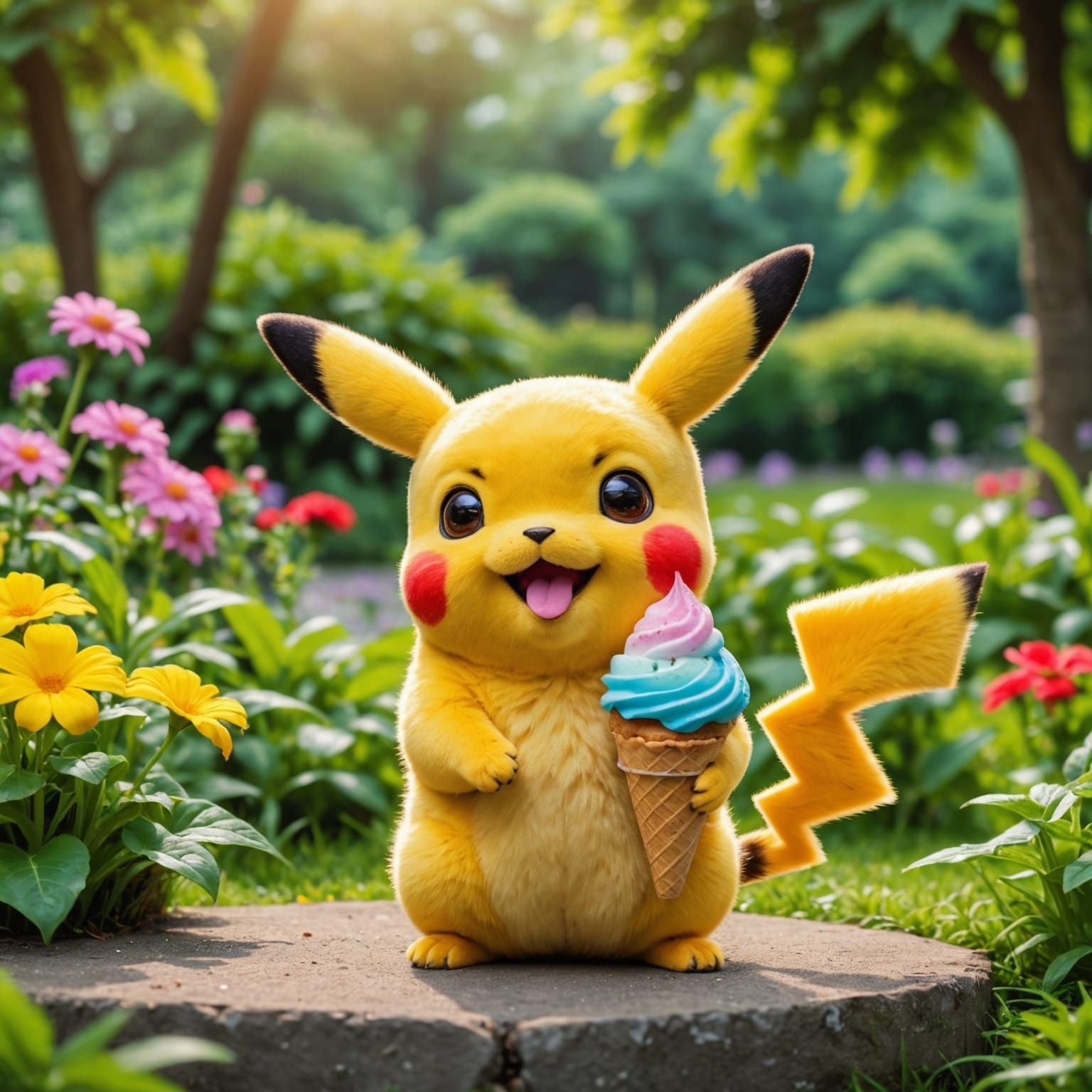 Pikachu Eating Icecream - AI Generated Artwork - NightCafe Creator