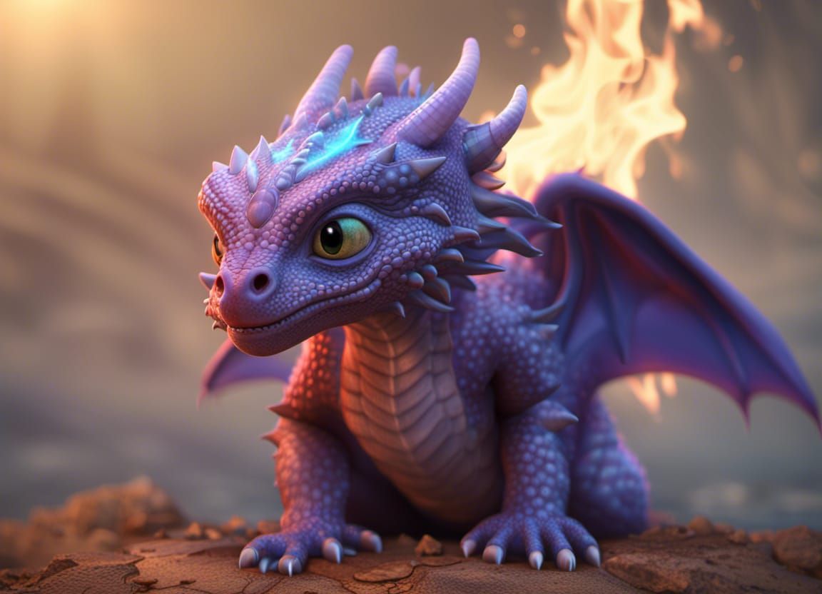 Cute purple baby dragon - AI Generated Artwork - NightCafe Creator