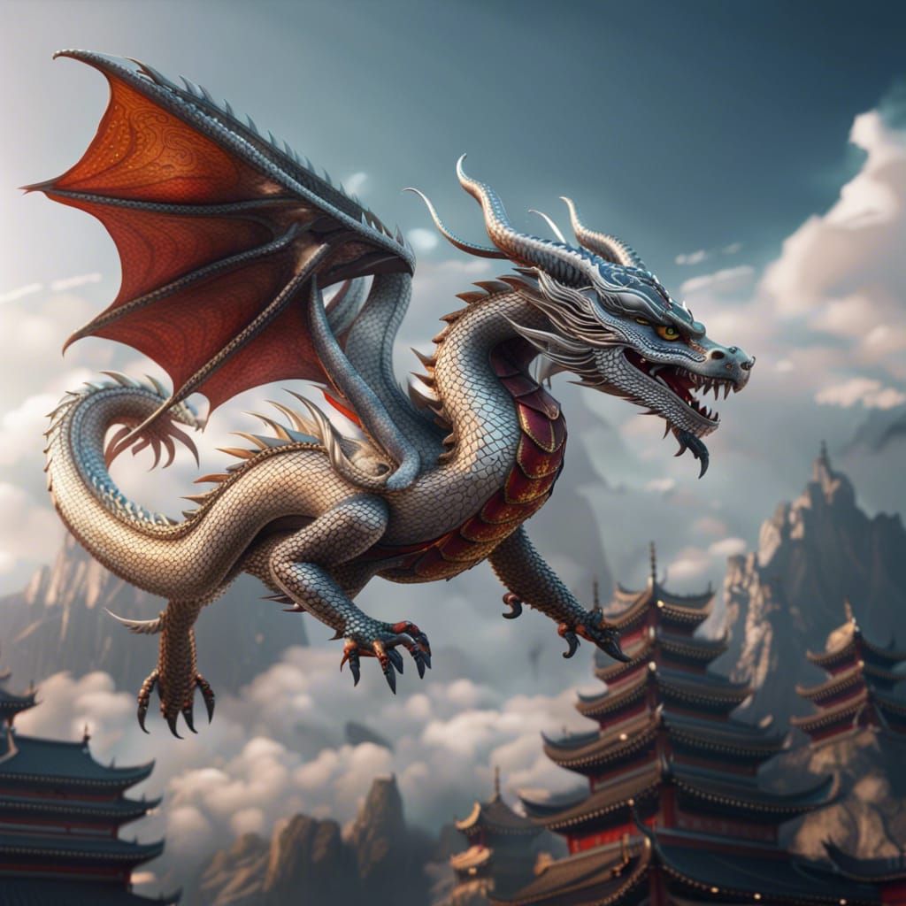 Chinese Rain Dragon - AI Generated Artwork - NightCafe Creator