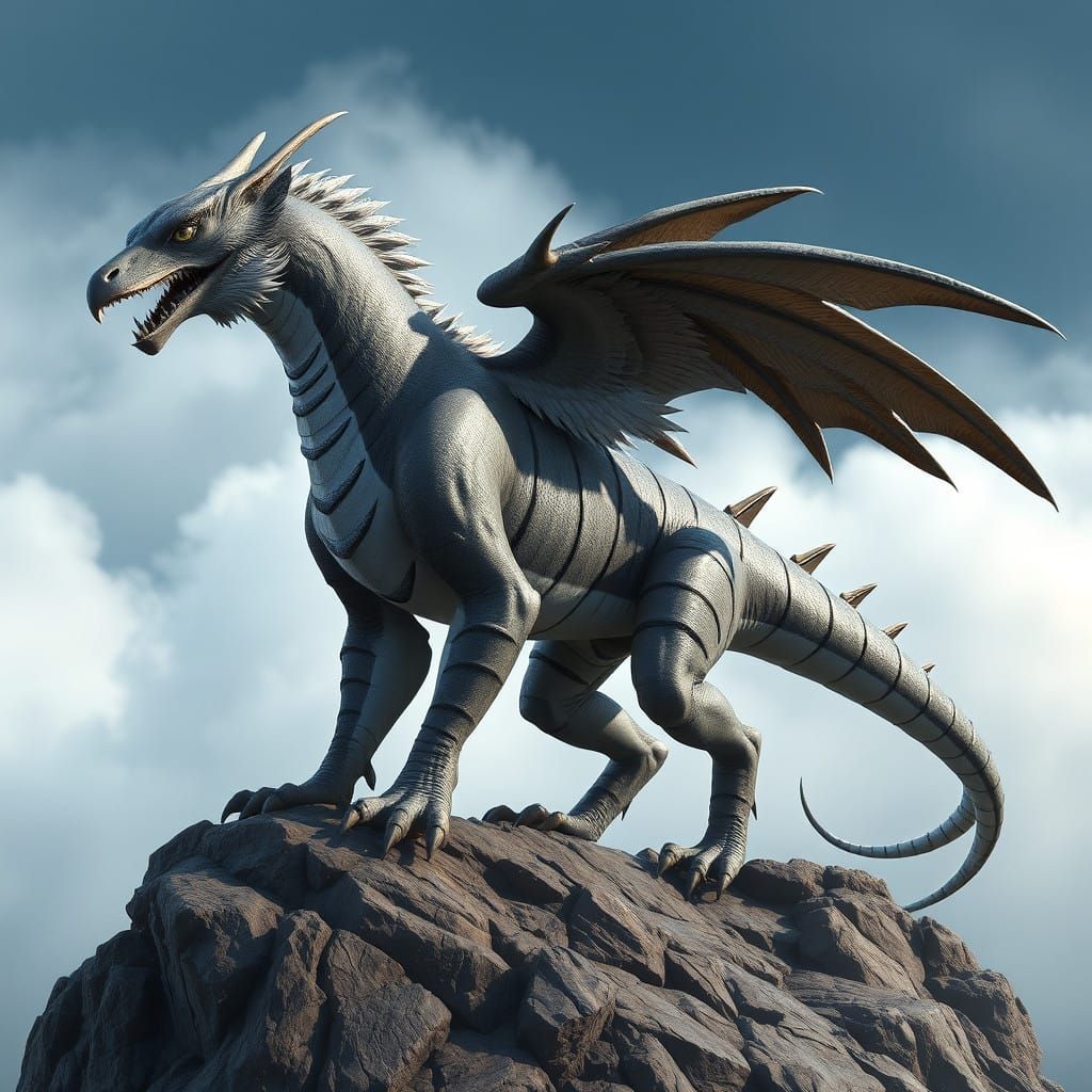 Cyberpunk-Style Chimera Reigns Over Mystic Realm - AI Art