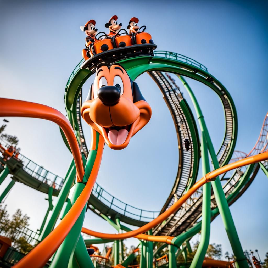 Disney's New highly-themed Goofy the dog B&M giga roller coaster "Goofy ...