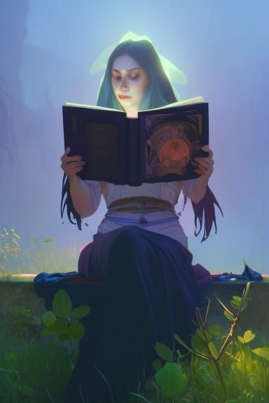 reading a book - AI Generated Artwork - NightCafe Creator