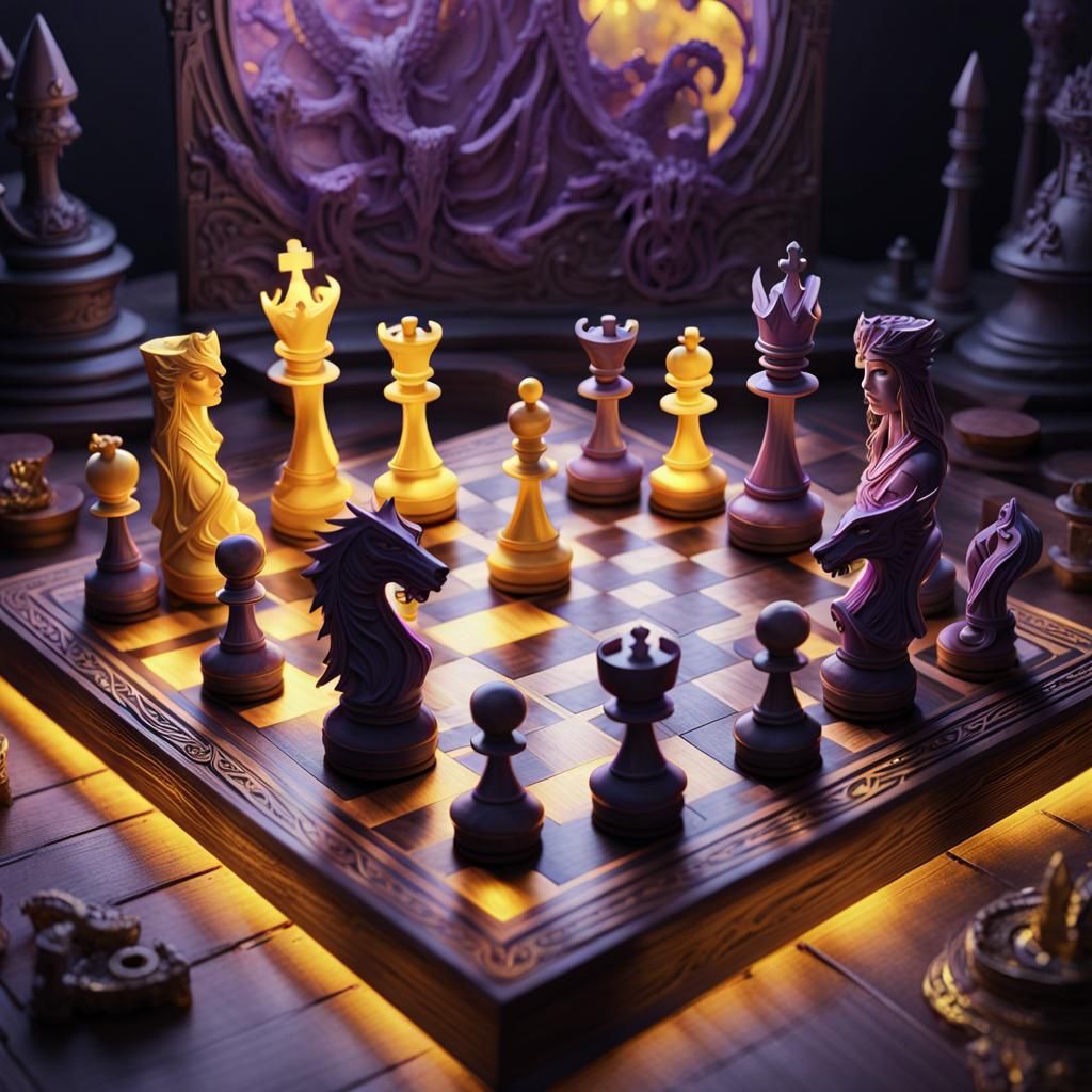 Ethereal Chess Set Masterpiece in Dark Fantasy Sty... - AI Art