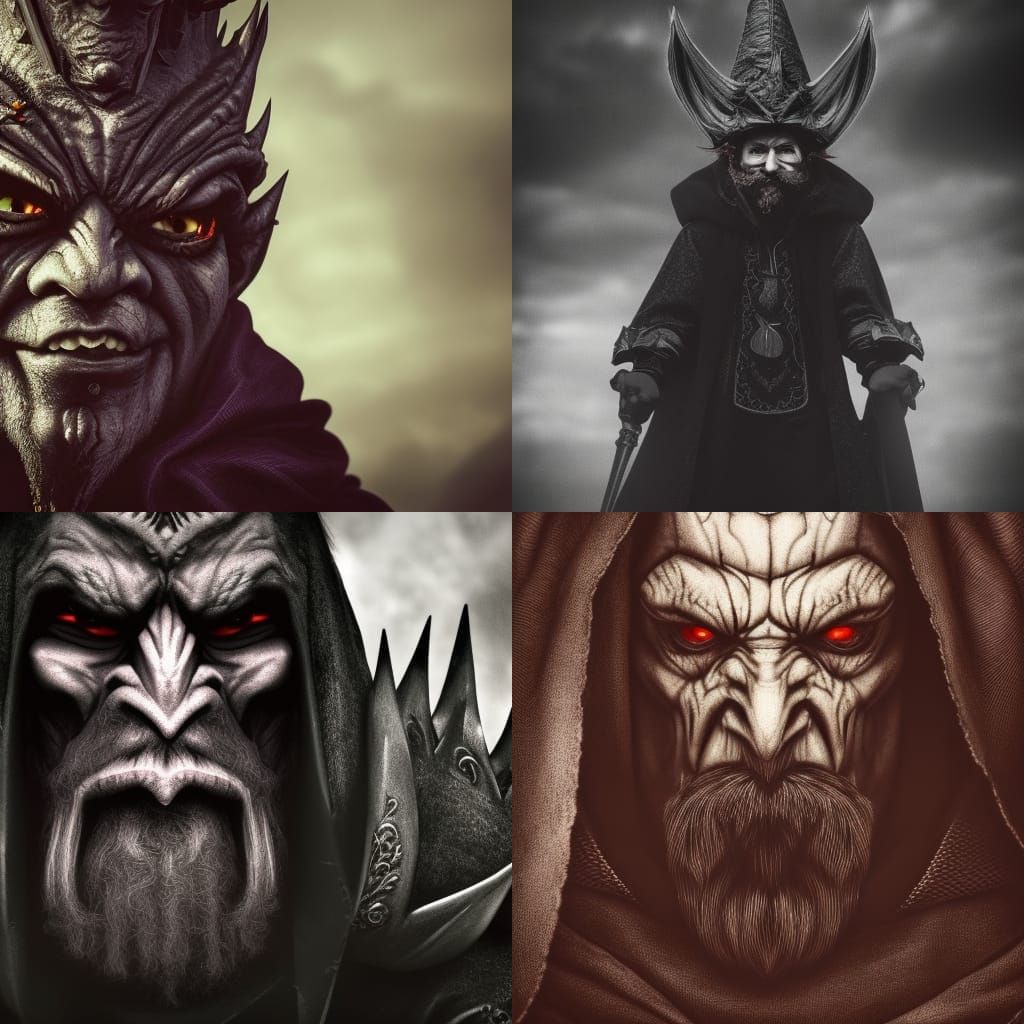 A very evil half-gnome half-demon male warlock king in shadow - AI ...