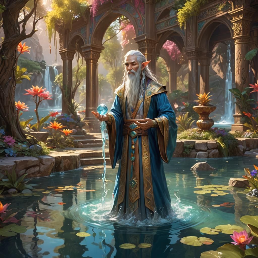 Water mage, old elf - AI Generated Artwork - NightCafe Creator