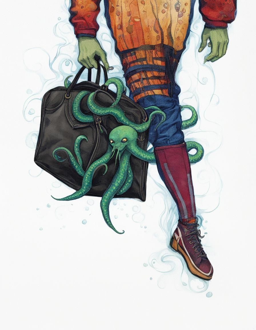 The lower body of a woman i fashion clothing carrying a bag with a pet ...