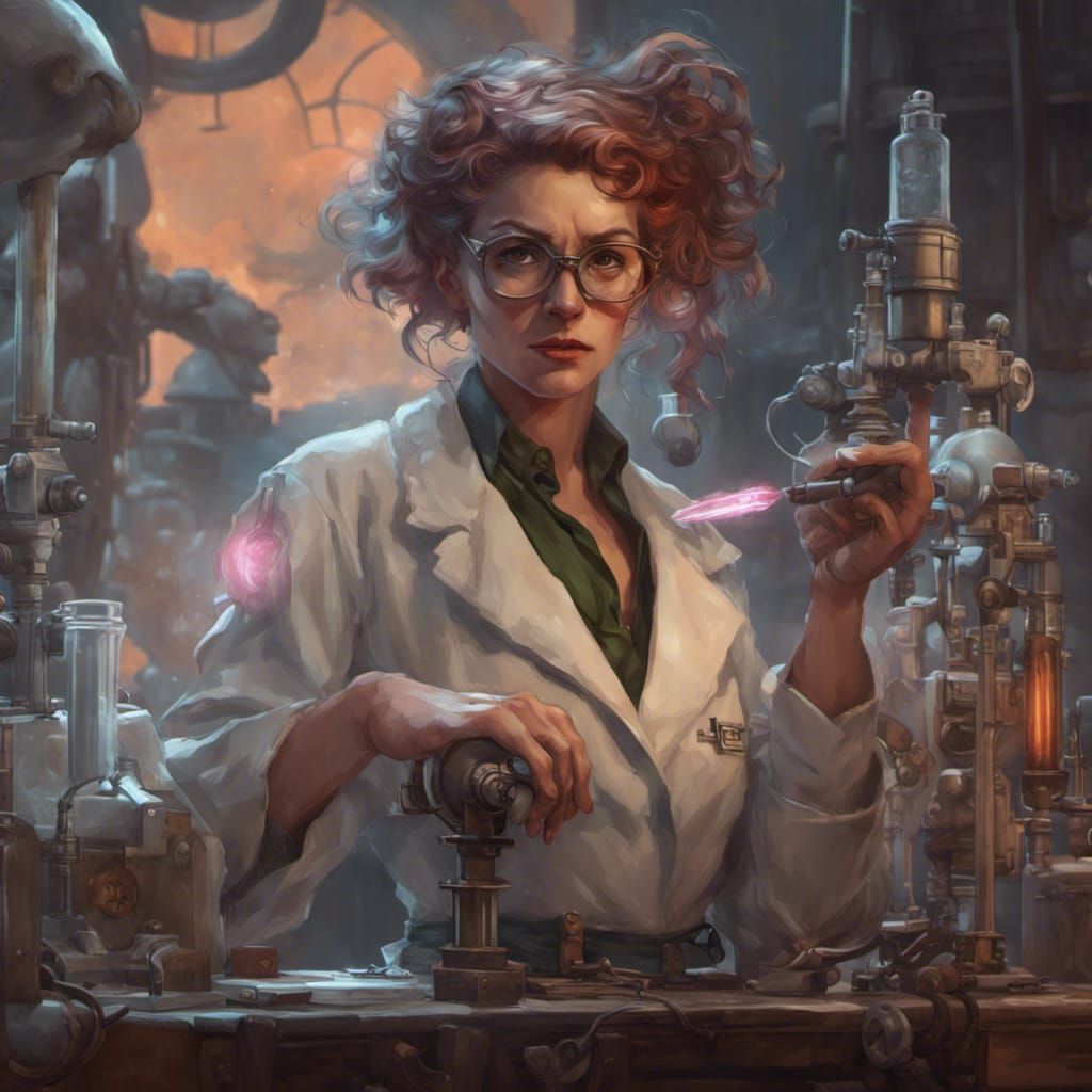 female mad scientist in her laboratory - AI Generated Artwork ...