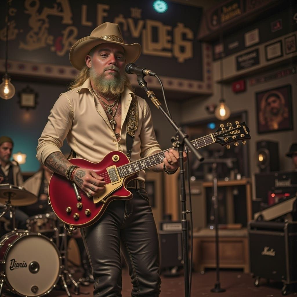 Charismatic Blues Singer Performs on Dimly Lit Sta... - AI Art