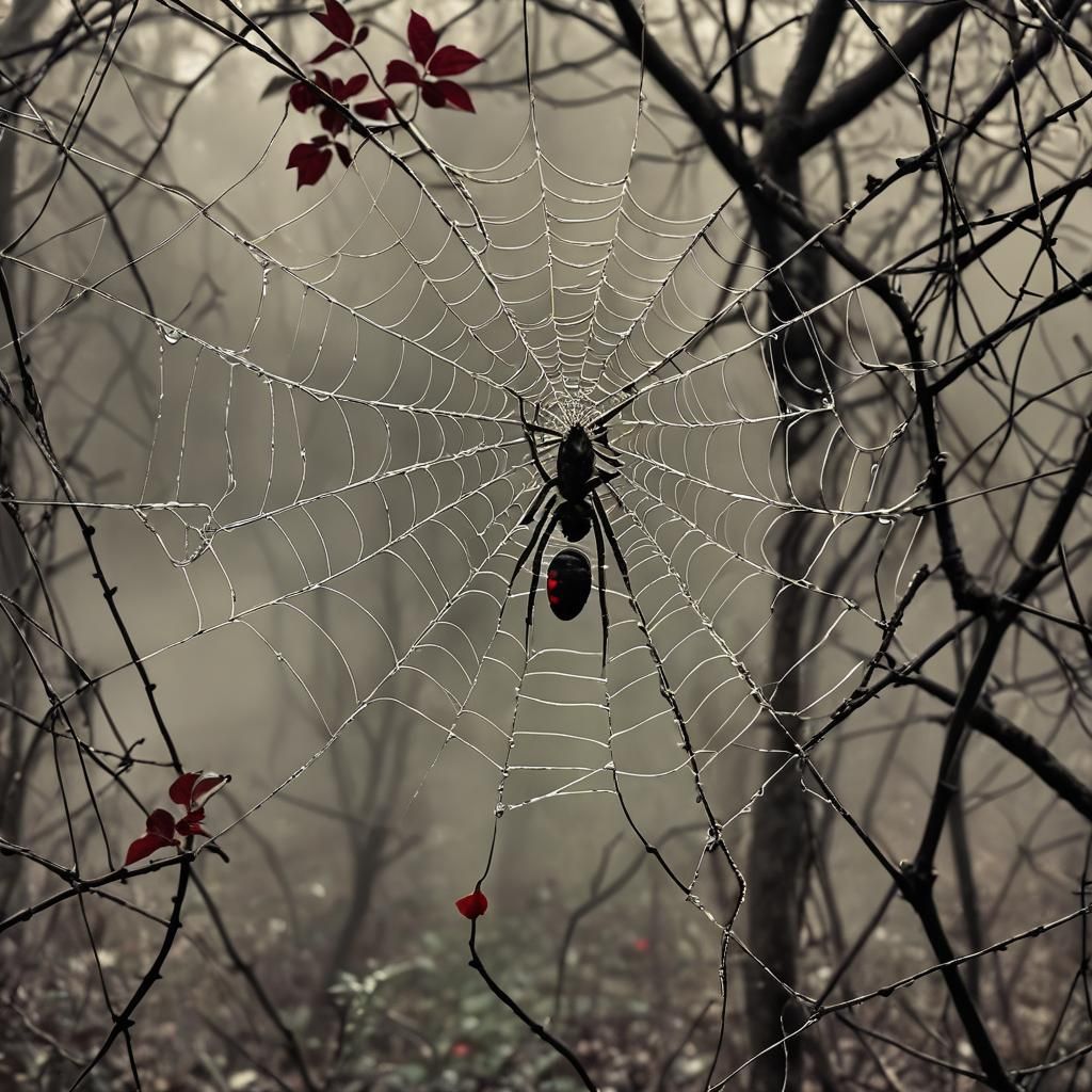 spider's web, a silken snare - AI Generated Artwork - NightCafe Creator