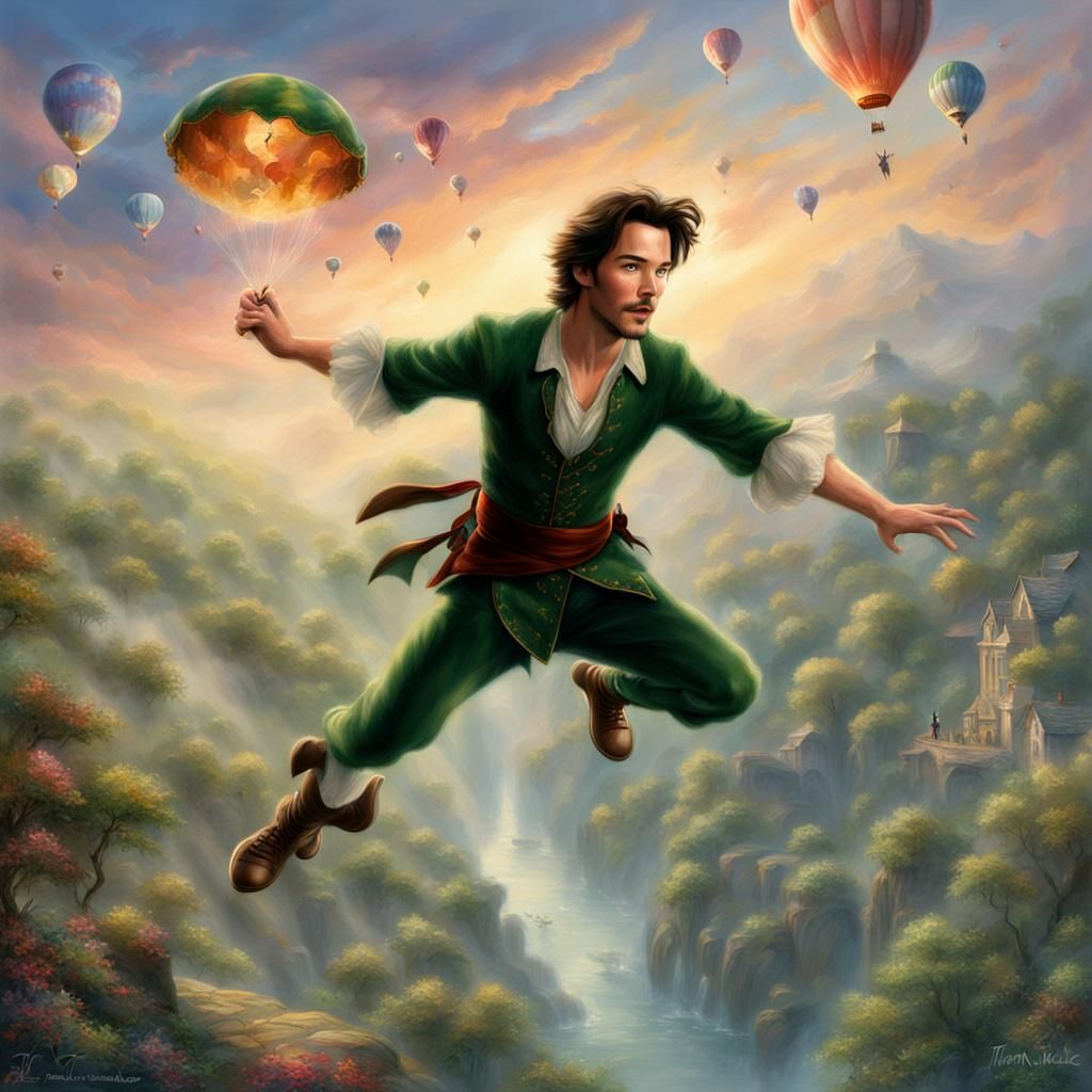 Keanu Reeves as Peter Pan flying - AI Generated Artwork - NightCafe Creator