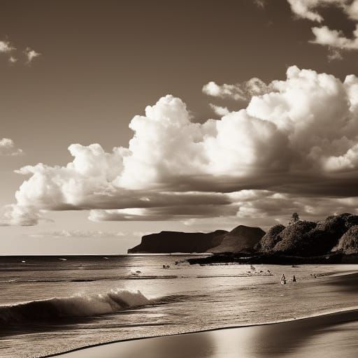 Sepia Beach - AI Generated Artwork - NightCafe Creator