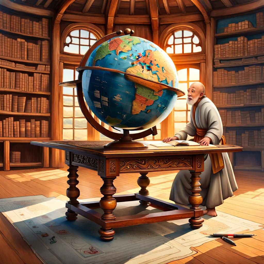 Library, globe - AI Generated Artwork - NightCafe Creator