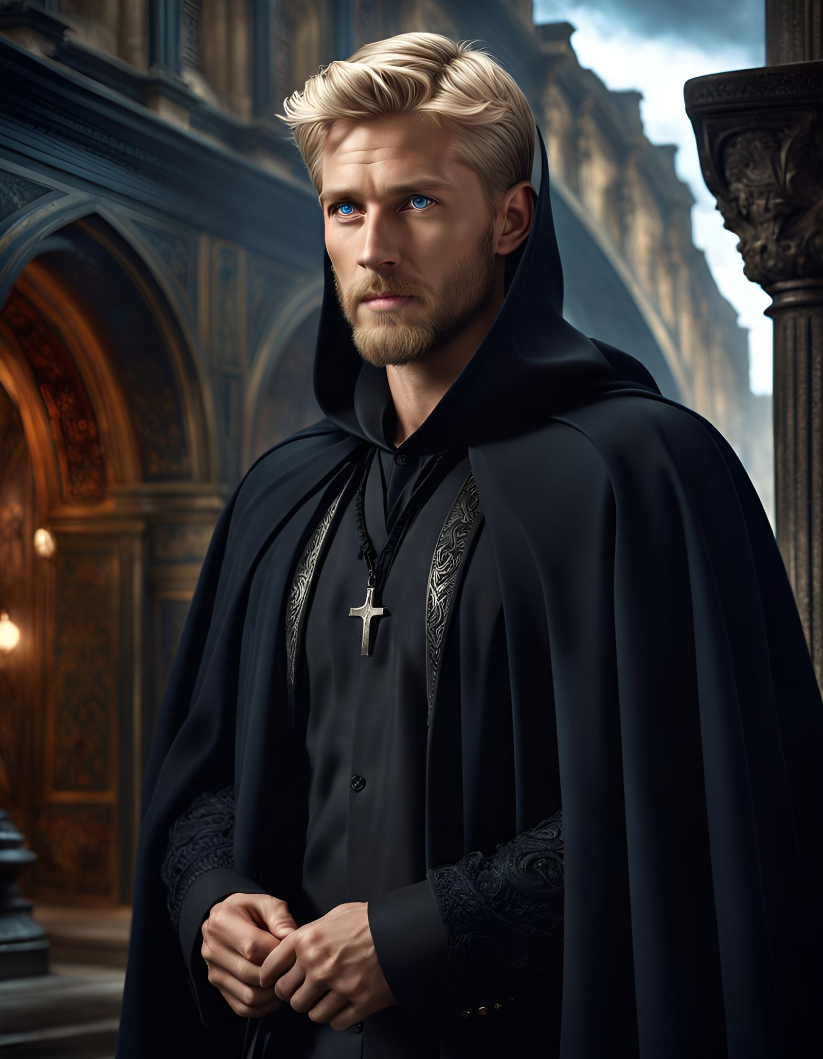 angel a 28-year-old blonde male with a short beard, and perfect blue ...