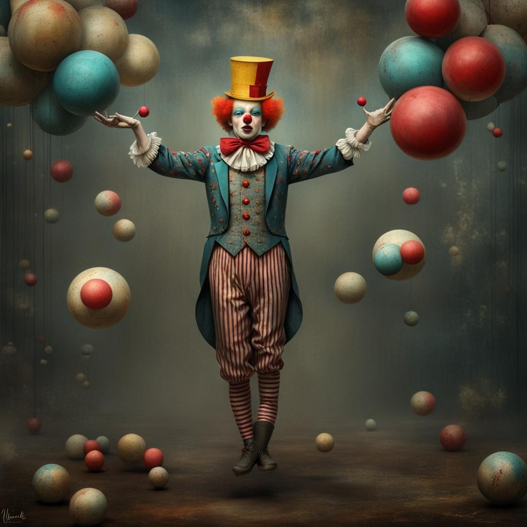 Juggling Clown - AI Generated Artwork - NightCafe Creator