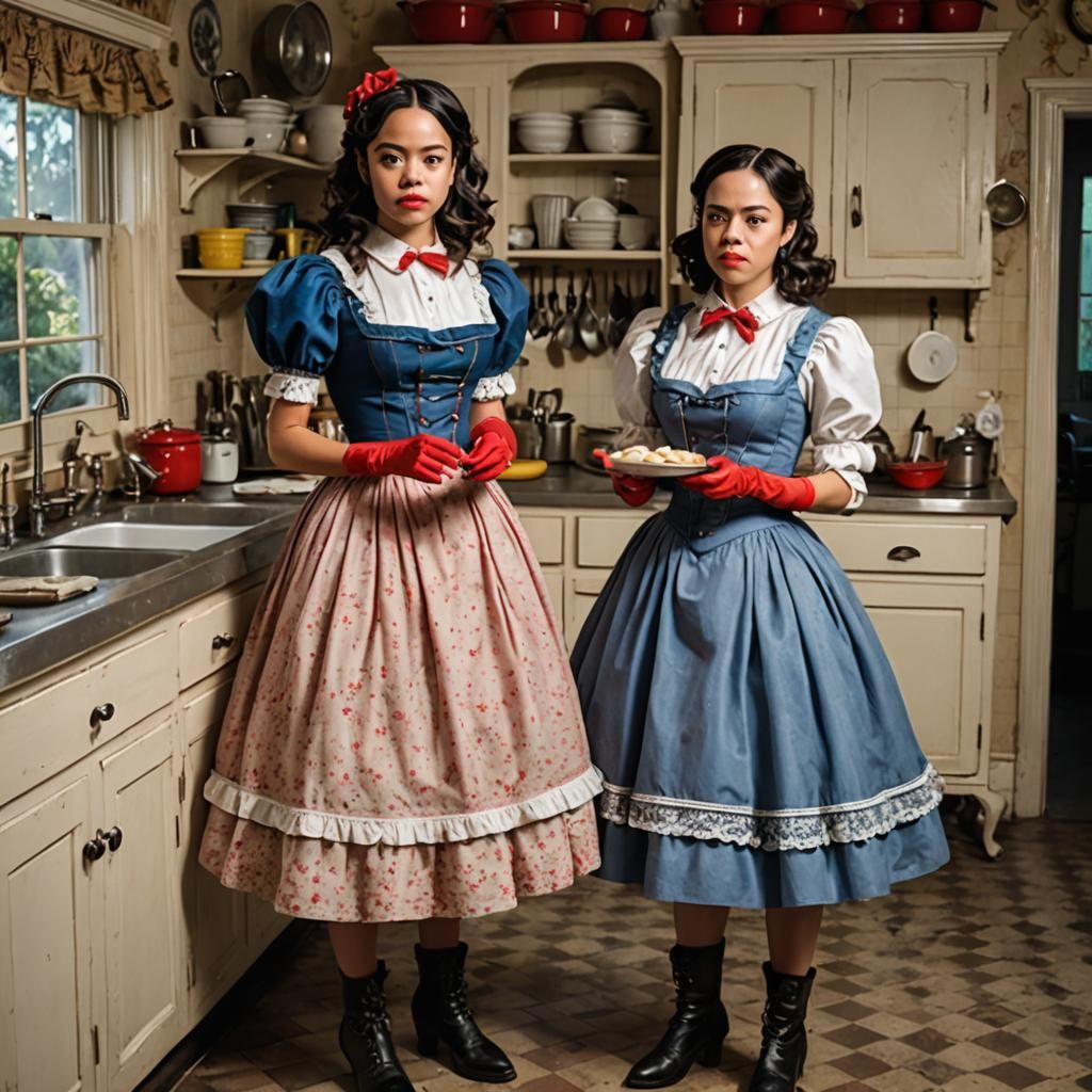 Young Stepford Wives in 1950s Kitchen - AI Art