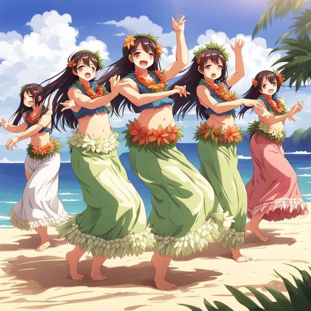 girls hula dancing - AI Generated Artwork - NightCafe Creator