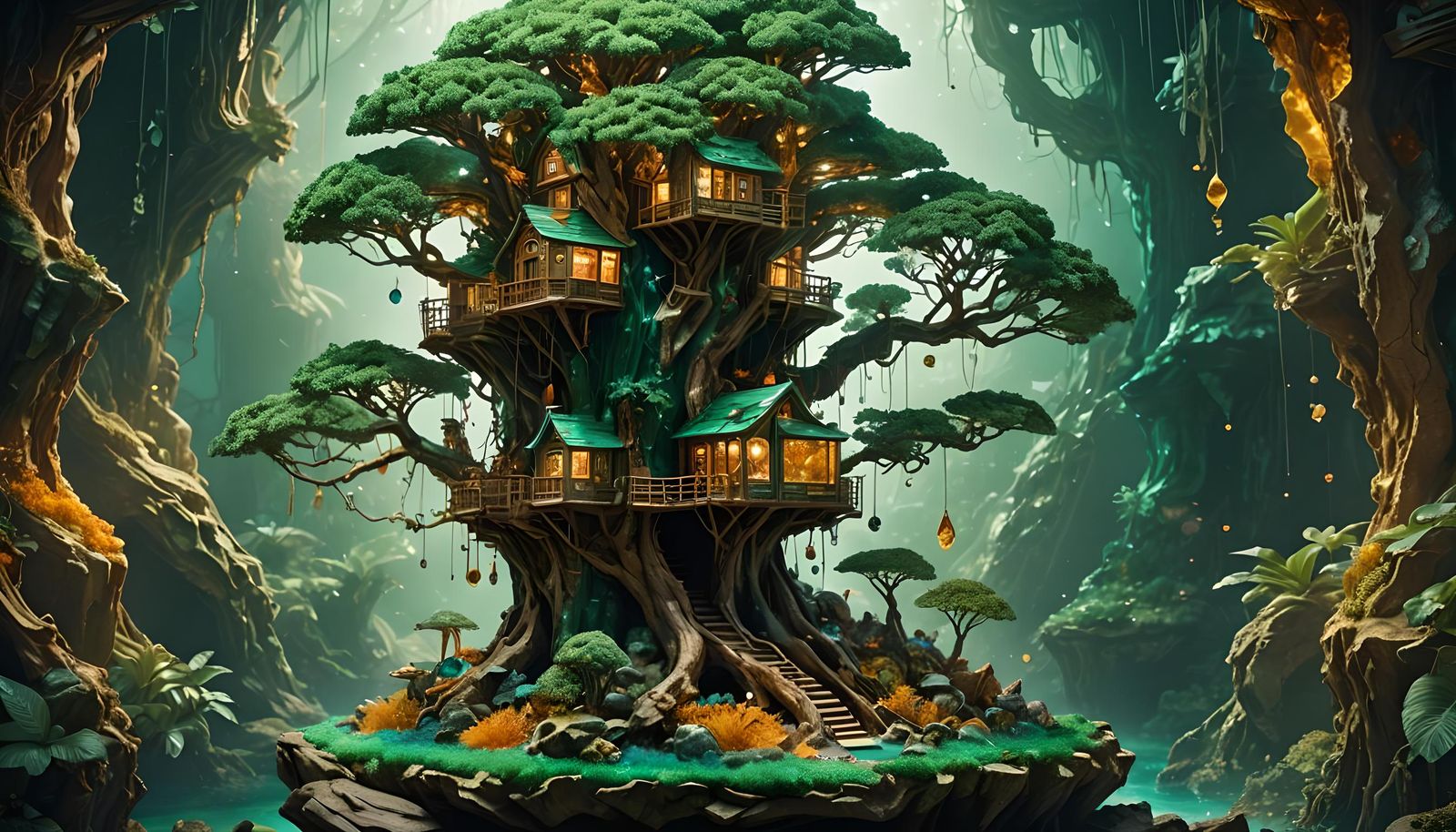 hidden Treehouse - AI Generated Artwork - NightCafe Creator