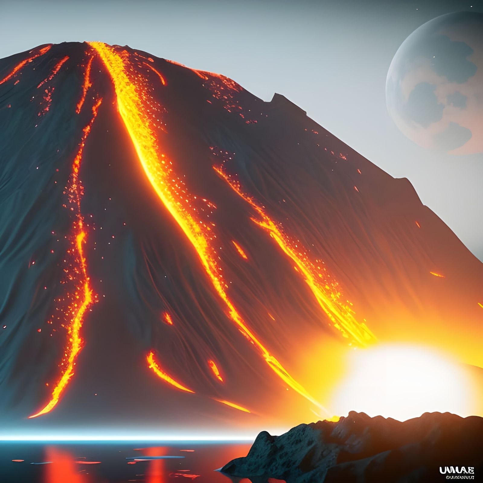 Erupting Volcano - AI Generated Artwork - NightCafe Creator