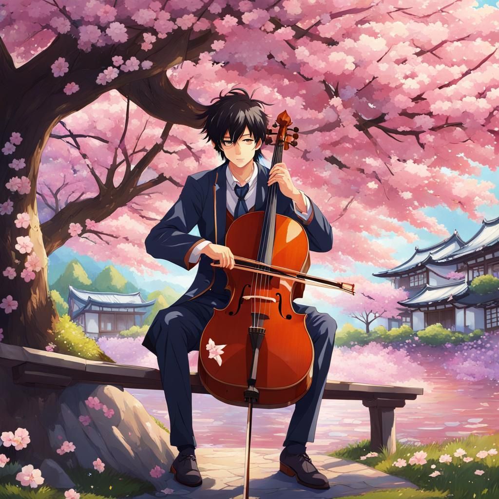 Takagi Playing Cello - AI Generated Artwork - NightCafe Creator