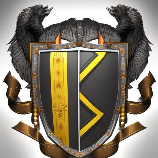 Coat of arms for Gelnhausen, banded shield design, black eagle heraldry ...